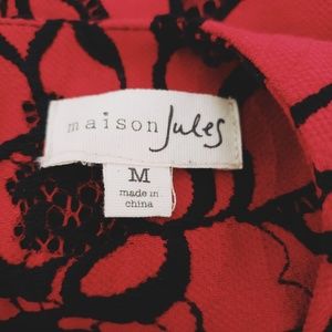 Maison Jules | Dresses | Maison Jules Dress Red Black Floral Zipper ...